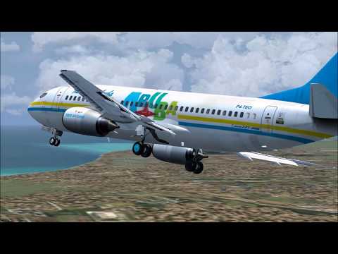 TIARA AIR 737-300 LANDING A HATO AIRPORT CURACAO
