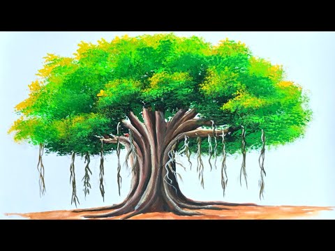 How to draw a Banyan tree easy / National tree of India | easy tree drawing #banyantree #tree