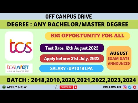 BIGGEST UPDATE🔥🔥 | TCS NQT 2023 | AUGUST EXAM | NEW 2023 OFF CAMPUS HIRING #applynow
