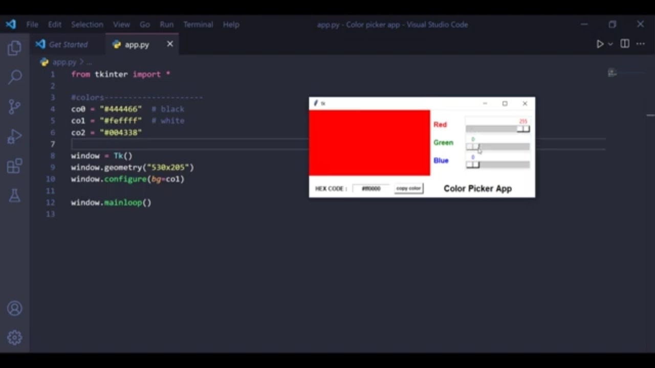 Color Picker - Python Tkinter GUI Tutorial | Python projects
