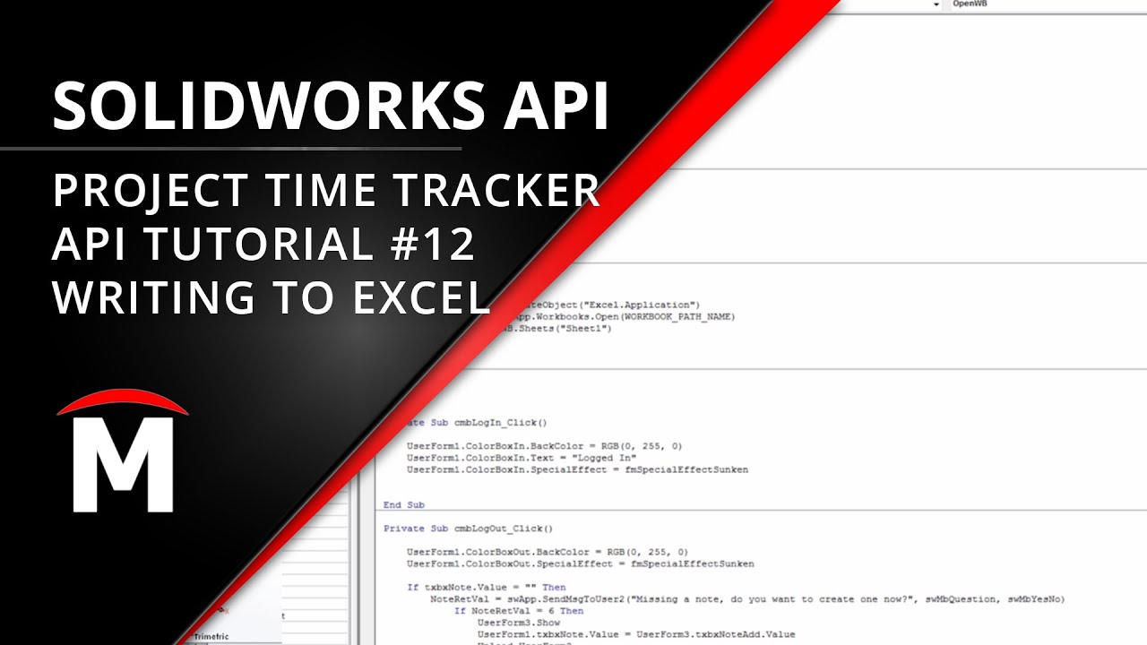 Project Time Tracker - Writing to Excel - SOLIDWORKS API Tutorial #12