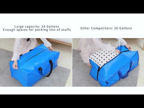 Extra Large Storage Bags, Moving Bags Totes with Zippers for Clothing Blanket Storage, 4 Pack