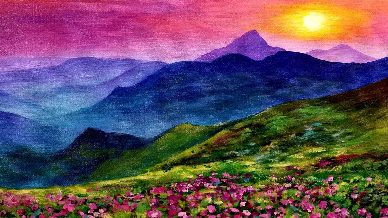 Sunset Landscape LIVE Acrylic Painting Tutorial