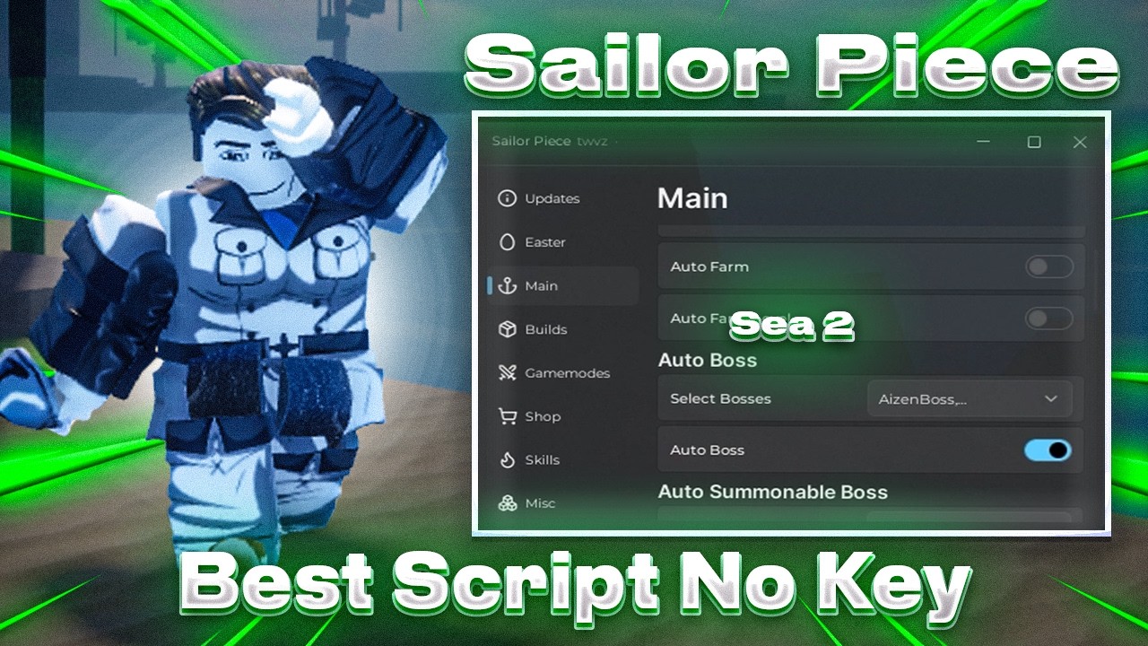 Sailor Piece Script NO KEY Gui - Auto Farm, Infinity Tower, Auto Dungeon, Auto Bosses + SEA 2