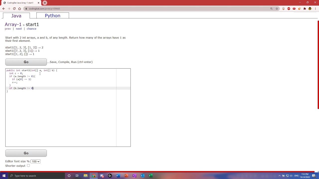 Array-1 (start1) Java Tutorial || Codingbat.com