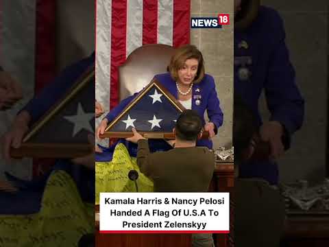 Zelensky Speech Congress | Pelosi & US VP Harris Get Ukraine Flag From Zelensky | Russia Ukraine War