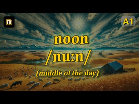 [n] Noon meaning (middle of the day) with 5 examples