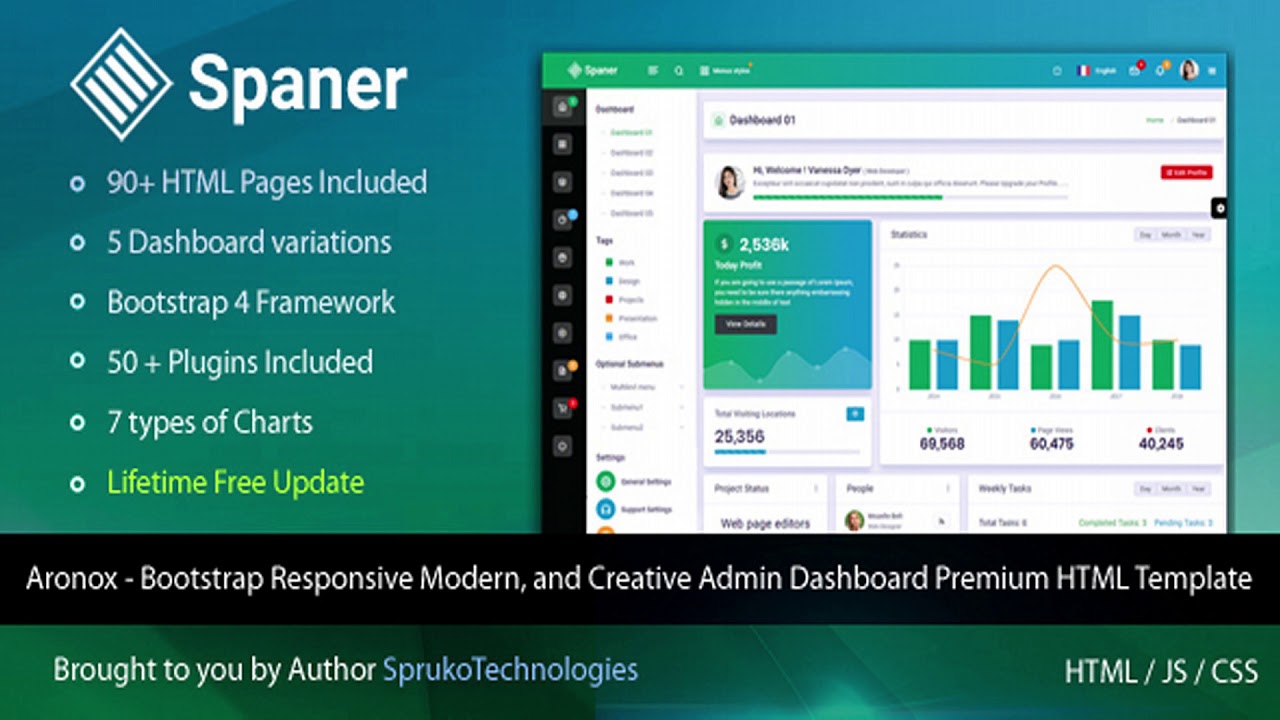 Spaner - Bootstrap Admin Panel Dashboard Design Responsive HTML5 Template | Themeforest Website