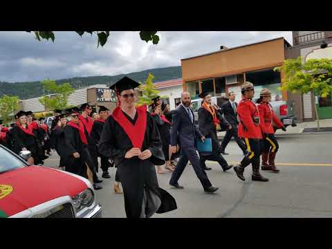 Merritt, BC, High School Grad Yearly Parade , businesses show support by decorating storefronts