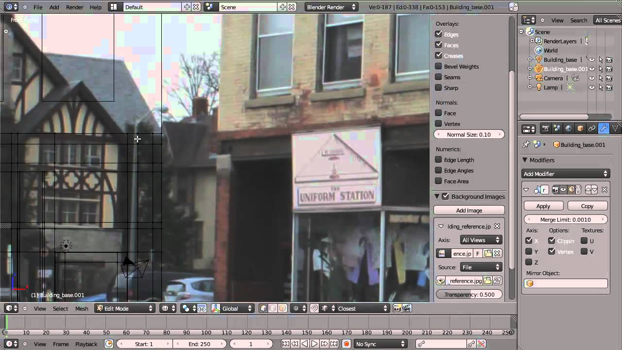 Modeling a building in Blender