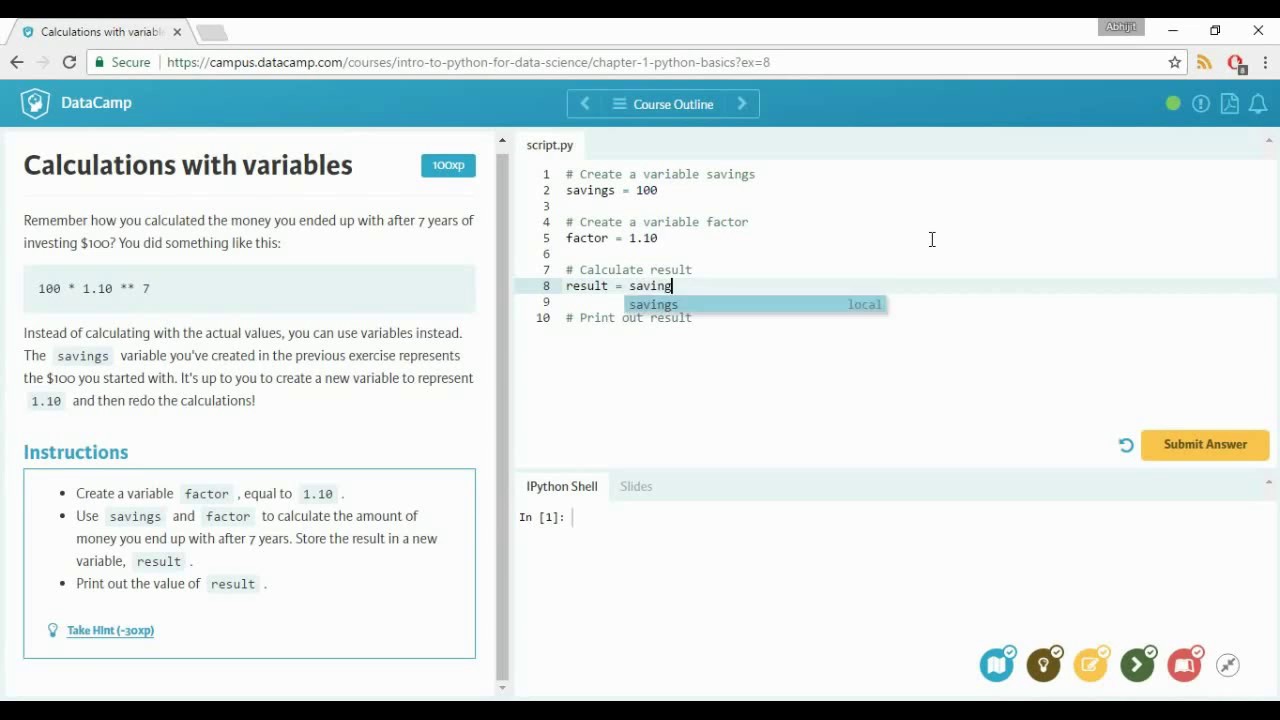 Datacamp - Python Basics Solutions