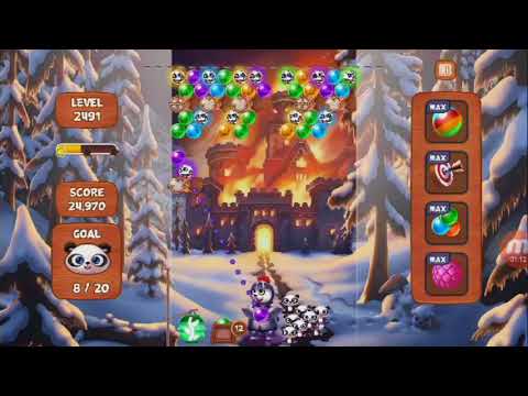 Panda Pop- Level 2491 (Fortress covered in flames)