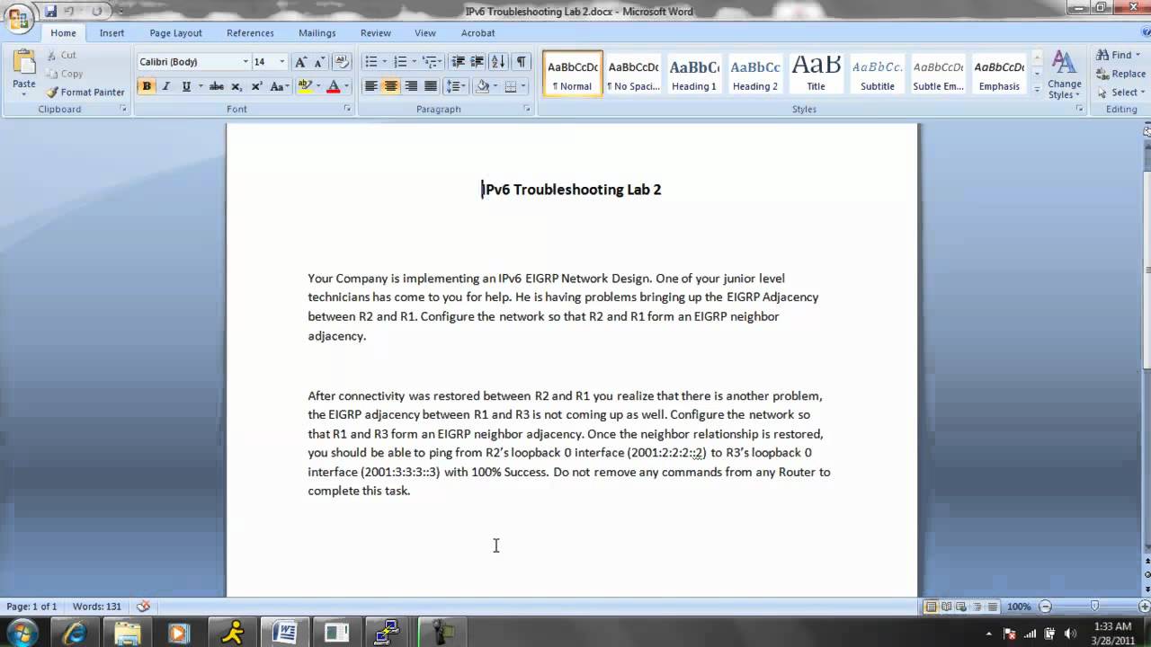 IPv6 Troubleshooting Lab 2
