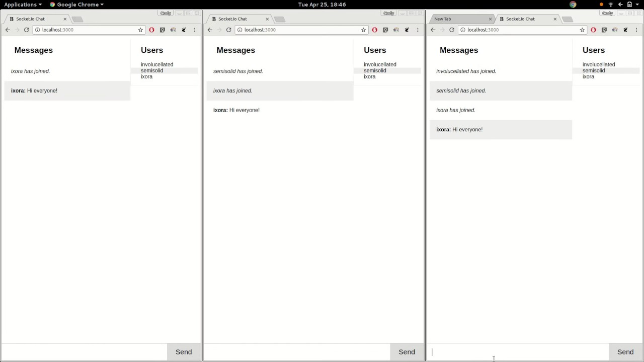 Basic chatroom using socket.io and express