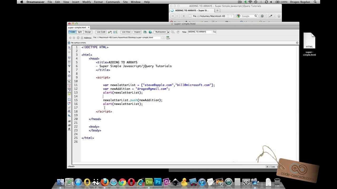 ADDING DATA to ARRAYS - Super Simple Javascript/jQuery Tutorials