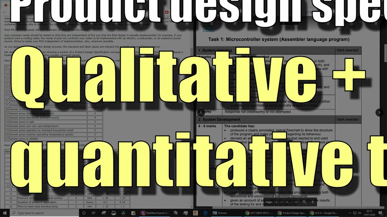 Product design specification, qualitative and quantitative points | GCE A level Electronics