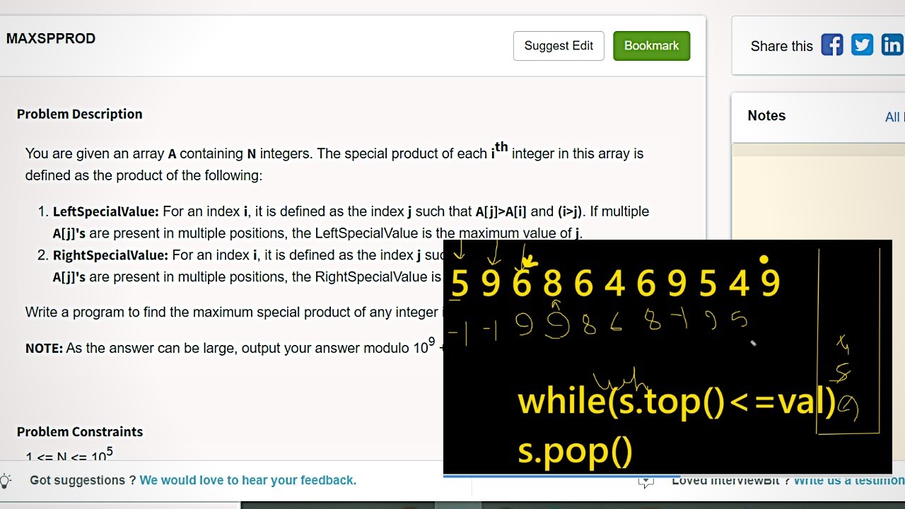 9.0 MAXSPPROD (Stacks and Queues)-Interviewbit #stack#programming#queue