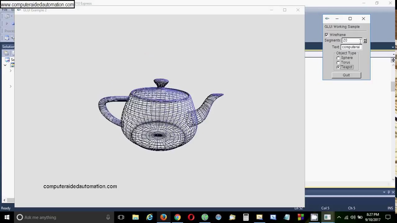OpenGL GUI FORM : GLUI WORKING EXAMPLE