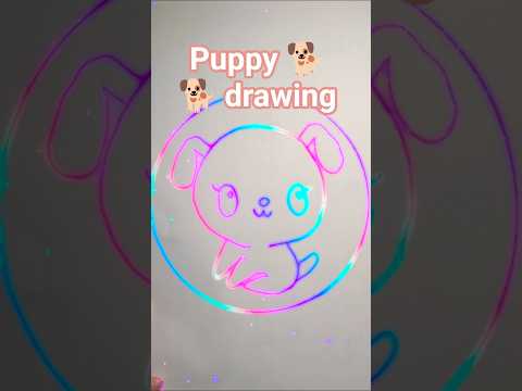 How to draw a puppy dog with colored lights #drawing #shrots #art #dog drawing #cartoondrawing