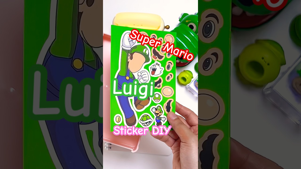 Super Mario Luigi Sticker DIY 💚 루이지 스티커 꾸미기 #supermario #paperdiy #papercraft #sticker