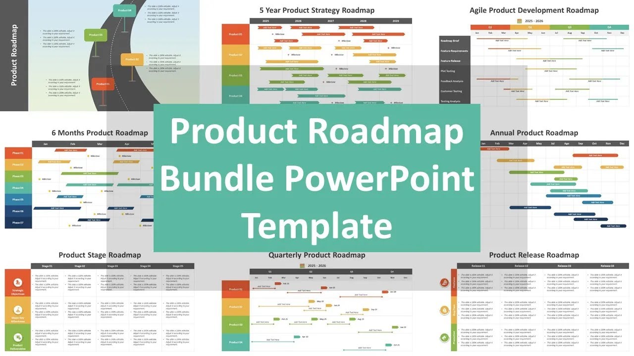 Product Roadmap Bundle PowerPoint Template | Kridha Graphics