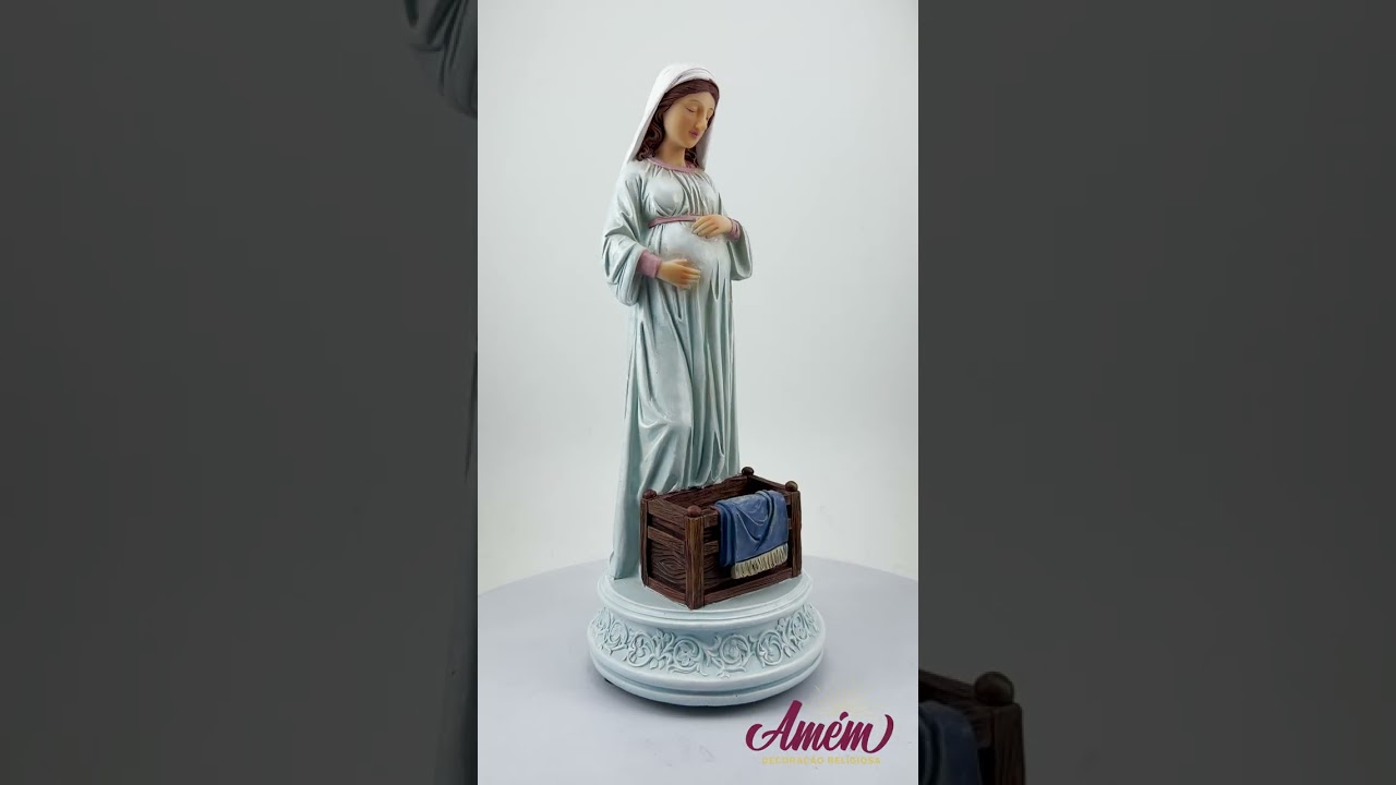 Imagem Nossa Senhora Grávida Musical Importada Resina 30 cm - X9DM8HY4V
