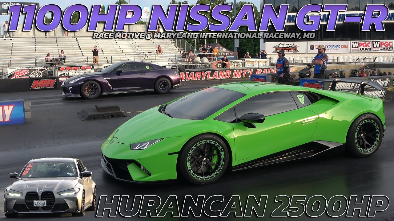 1,100-HP R35 Nissan GT-R Drags 2,500-HP Lambo Huracan and M3 With ...