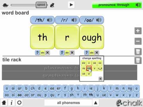 Grapheme - phoneme correspondences with the phonics teaching toolkit: 'ough' words