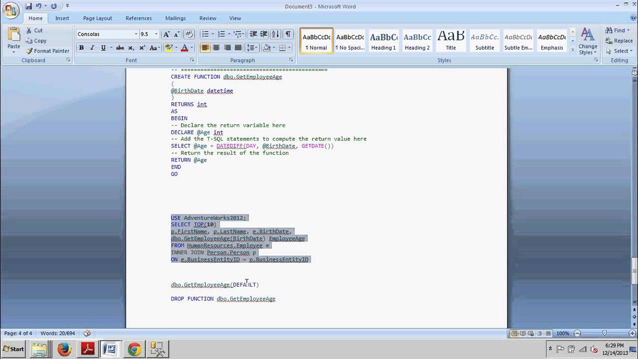 SQL Server tutorial 59: Create, alter and drop a user defined scalar function