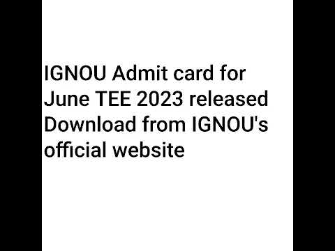 #IGNOU# June TEE#2023 #Term end exam