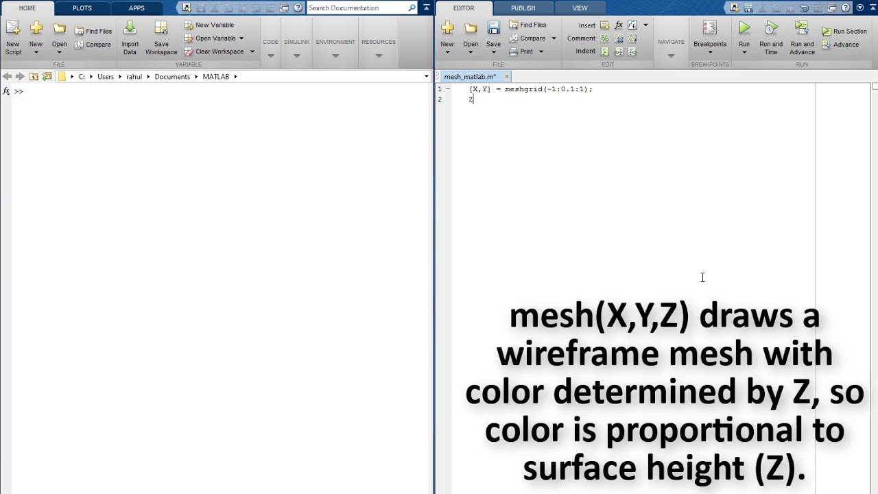 How to plot Mesh in MATLAB using Script