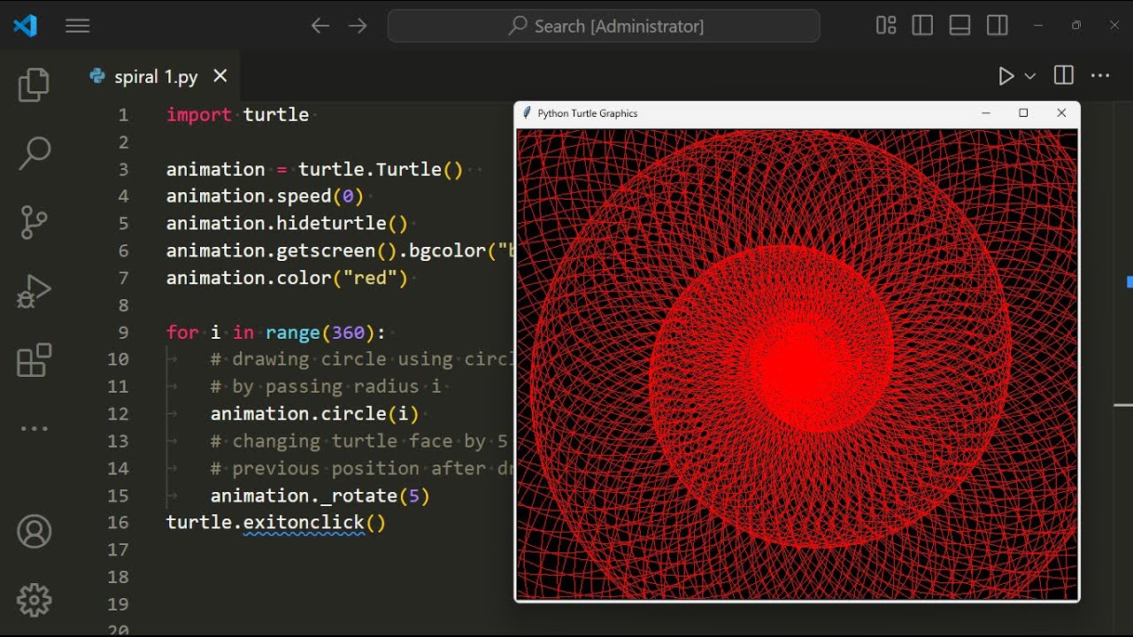 Hypnotic Spiral Circles using Python Turtle Graphics | @geekbyte01