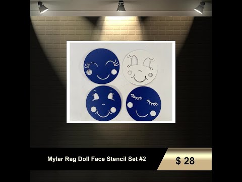 Mylar Rag Doll Face Stencil Set #2