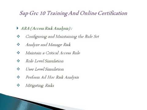 Sap Grc 10 Training And Online Certification