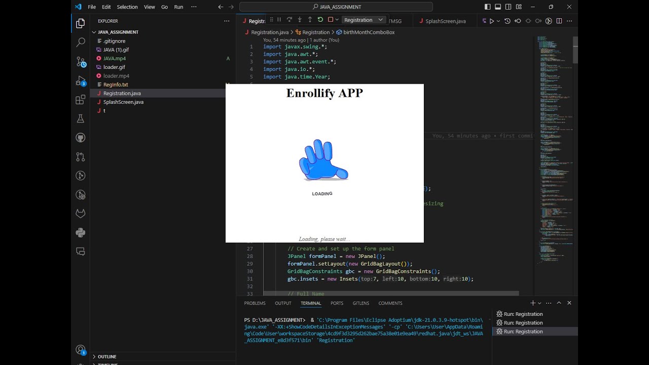 Enrollify a JAVA Swing Registration APP