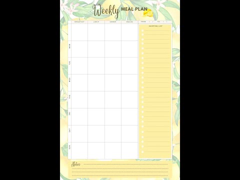 Weekly Meal Planner With Grocery List and Pantry Checklist