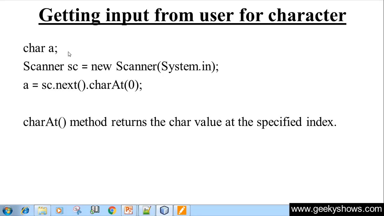 223. Getting input from user in char Java Programming (Hindi)
