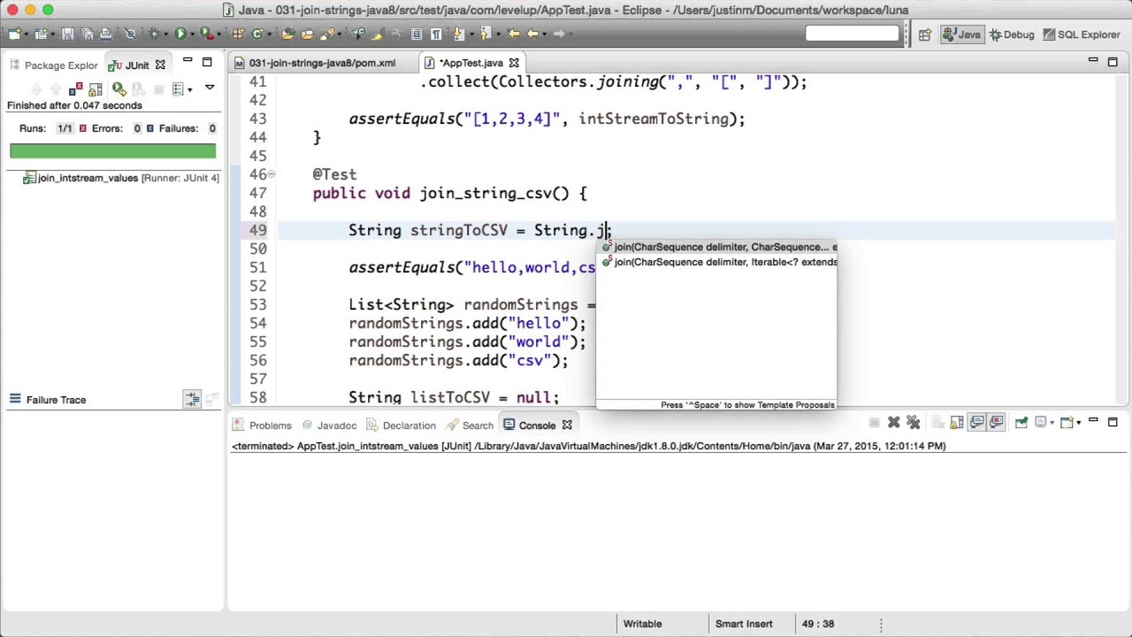 Screencast #31: Join strings in java 8