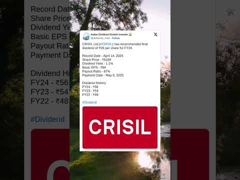 CRISIL Ltd has recommended a Final Dividend for FY24. #StockMarket #Dividend #Stocks