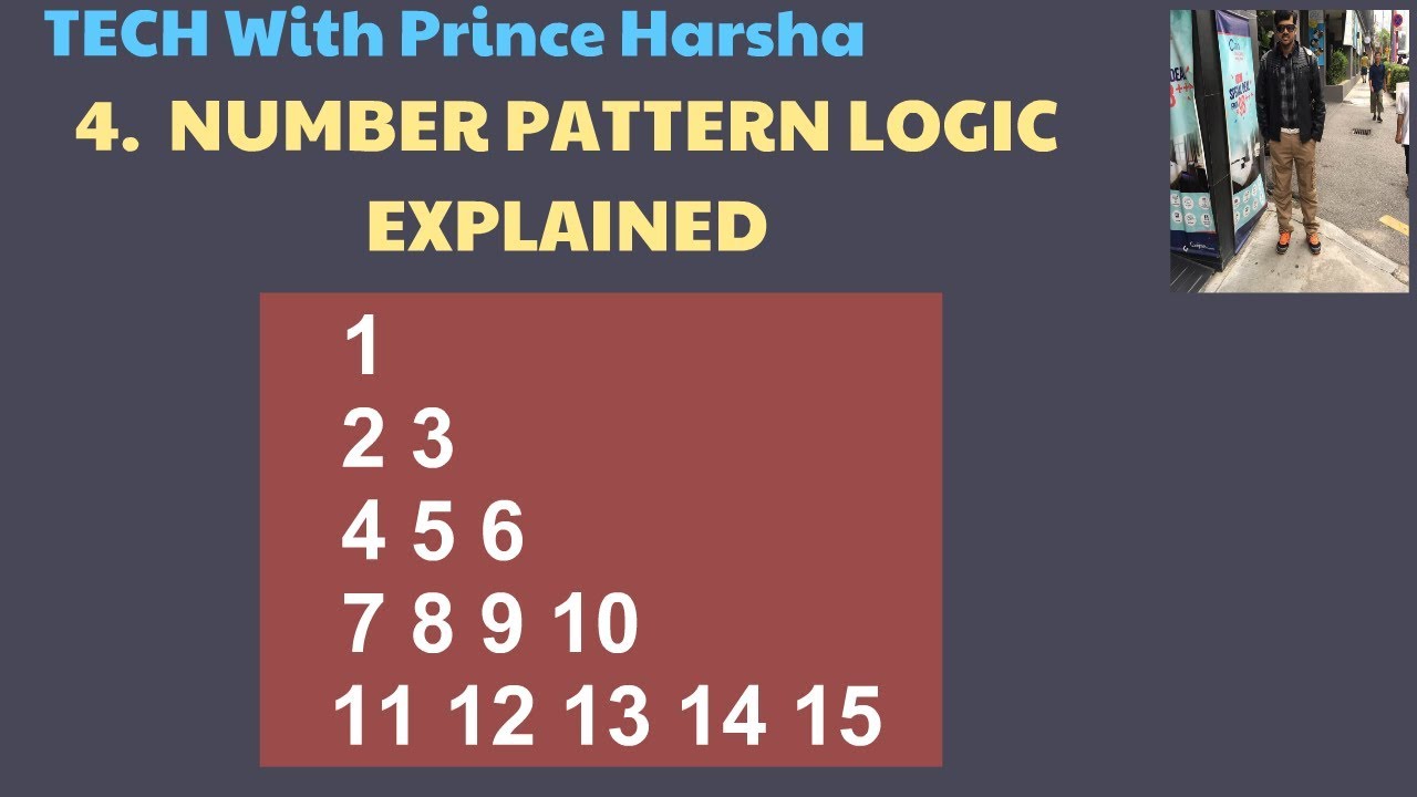 4.Number patterns in java - Program to print number pattern with for loop