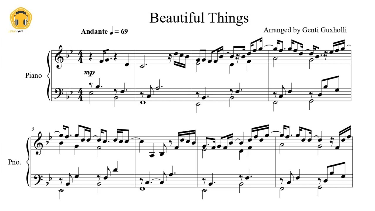 Beautiful Things by Benson Boone (Piano Solo/Sheets)
