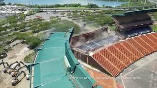 Large section of Aloha Stadium demolished as project proceeds ...