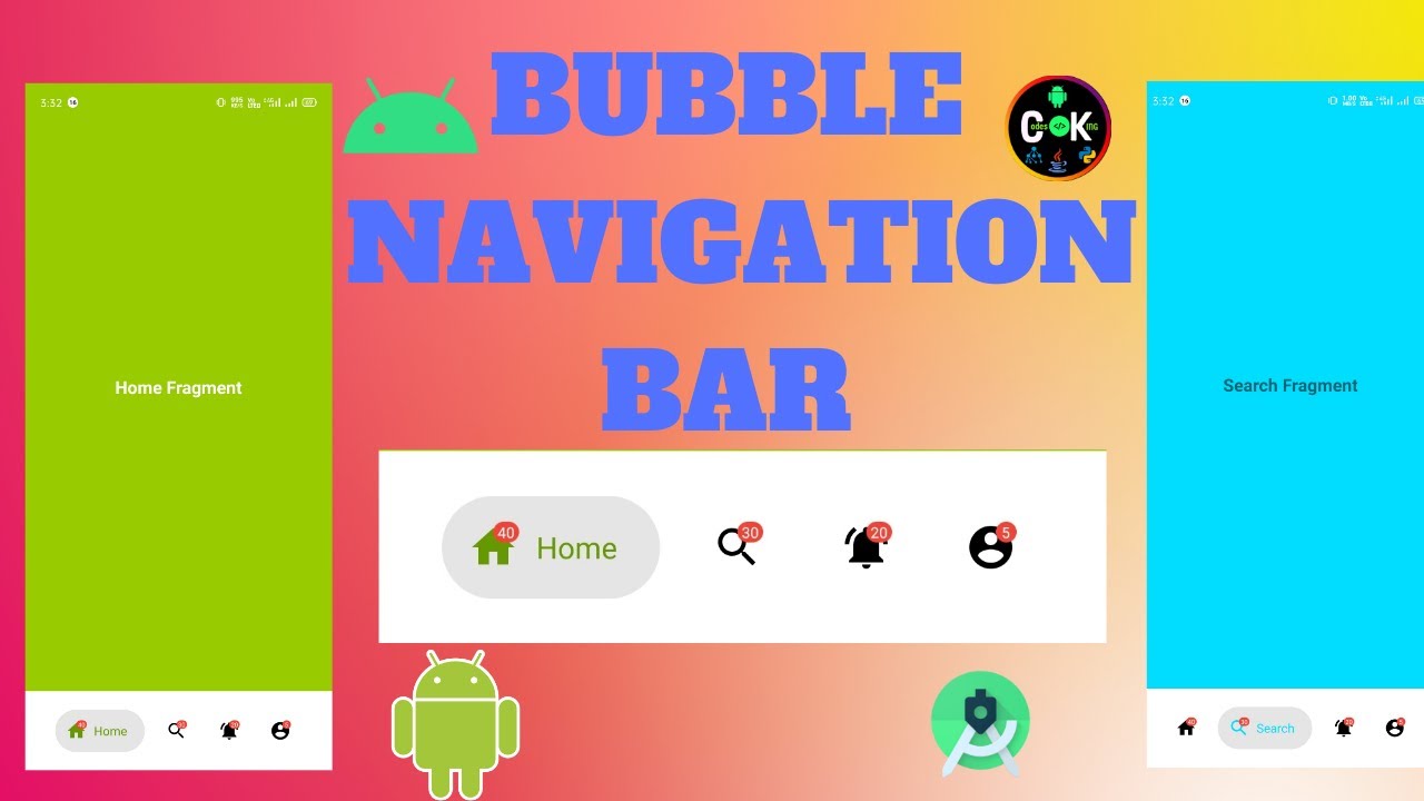 Bubble bottom navigation bar in android in java||Elegant bottom bar in Android-#26