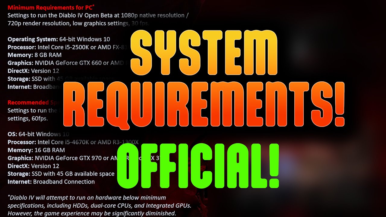 Diablo 4 PC Minimum and Recommended System Requirements Revealed!