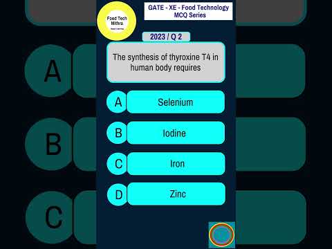 GATE XE | Food Technology/ MCQ /2023/Q2 #gate2023 #gatexe #foodtechnology #previousyearquestions