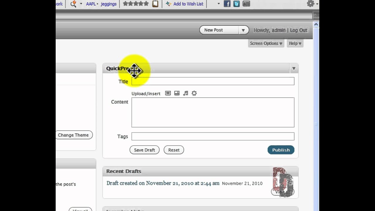Wordpress Tutorial For Beginners Part 2 - The Dashboard