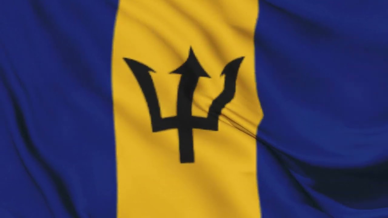 Barbados Flag Waivng Animation / free 4k stock footage / 3-min loop