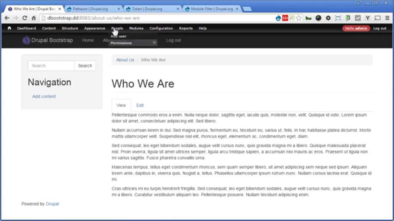 Drupal Bootstrap - 11 - Installing Pathauto Module