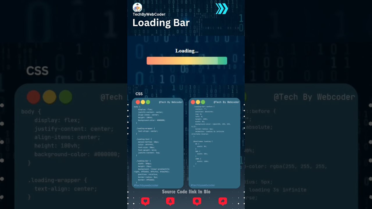 Animated Loading Bar Using Html,Css And Javascript|| Source Code Link In Description ||