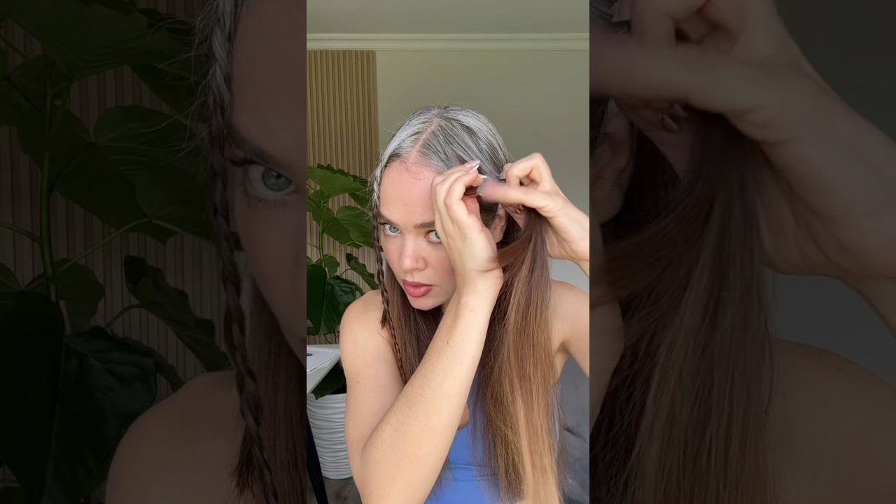 Elevate dirty hair with side braids framing the face! Great for grey growout too!